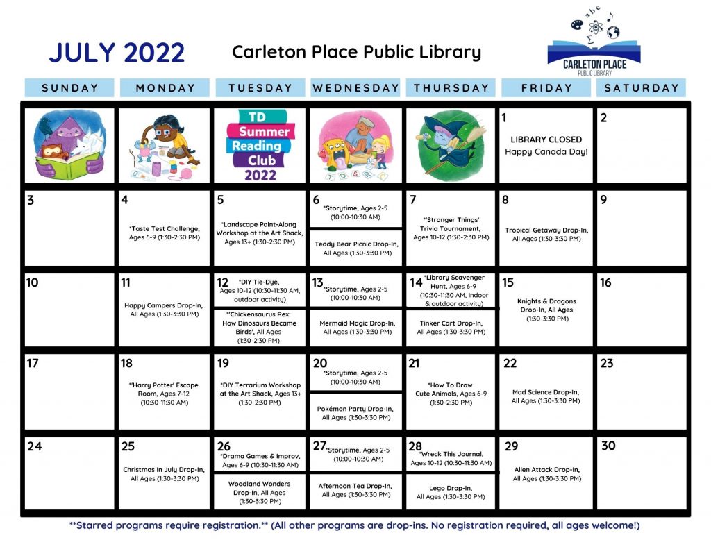 Our Summer Calendar is out! - Carleton Place Public Library