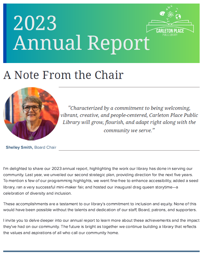 2023 Annual Report - Carleton Place Public Library