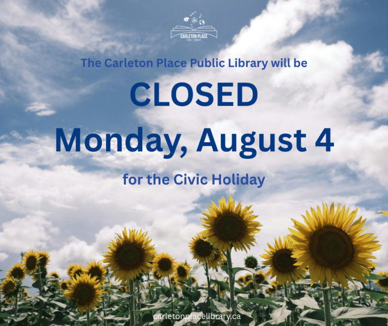 The Library will be closed on Monday, August 4 for the Civic Holiday ...